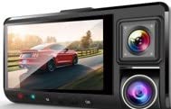 ONN Dual Dash Cam with Ultra-Wide Angle Lens, 3'' LCD Screen, Front 1080P Wide Angle Camera with 16GB SD Card, Supports 128GB max, Built in G-Sensor (Renewed), Black