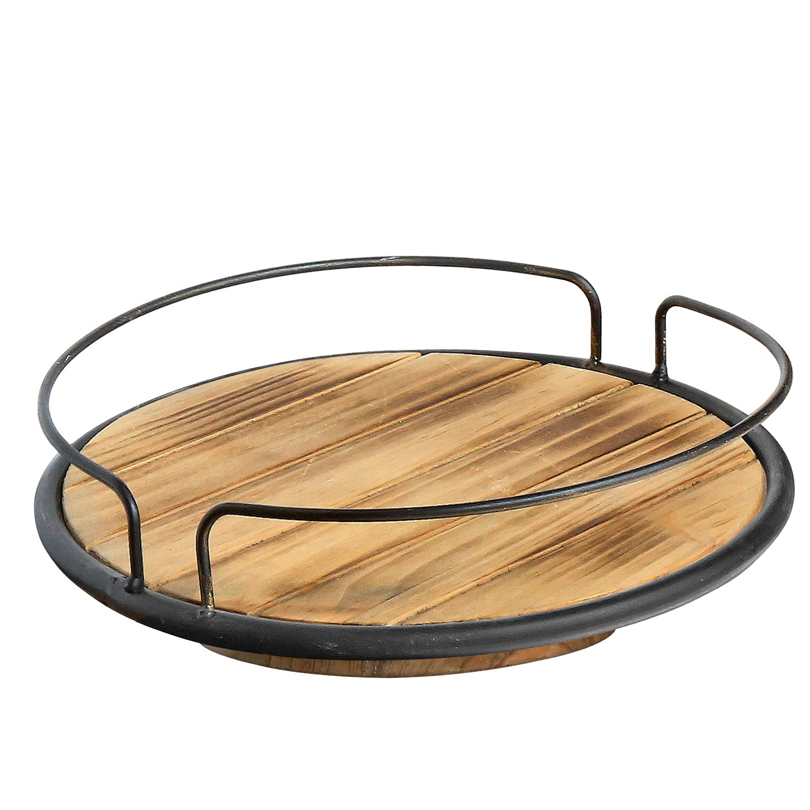 BOLUO Lazy Susan Organizer for Table Kitchen Countertop Turntable Small Farmhouse Wood Rotating Spice Rack 10 inch (LS02)
