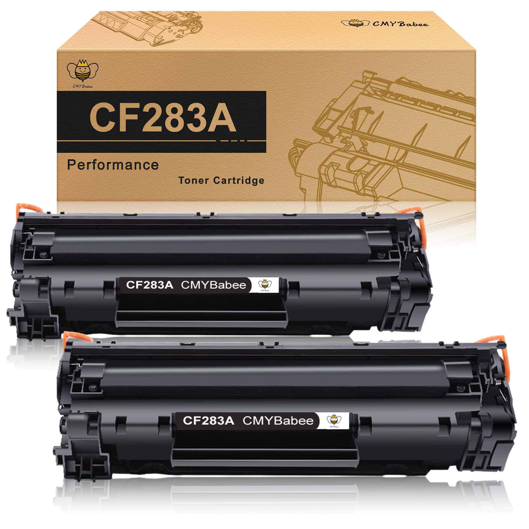 CMYBabee Compatible Toner Cartridge Replacement for HP 83A CF283A for HP Laserjet Pro MFP M127fw M225dw M127fn M125nw M201dw M225dn M201n M125a Printer Ink (Black, 2-Pack)