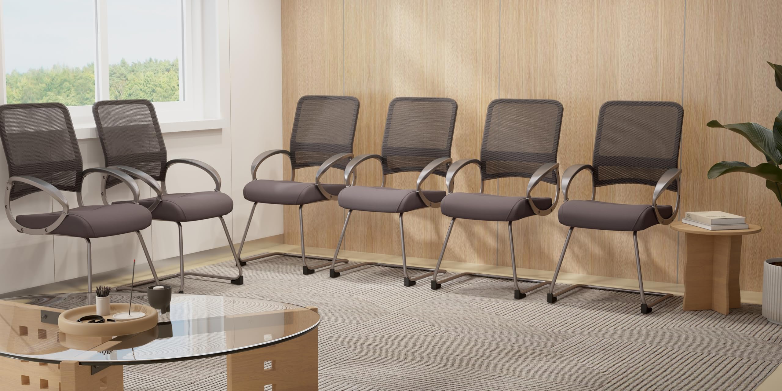 Boss Office Products Mesh Back Guest Chair with Pewter Finish in Charcoal Grey 24D x 24W x 39H in