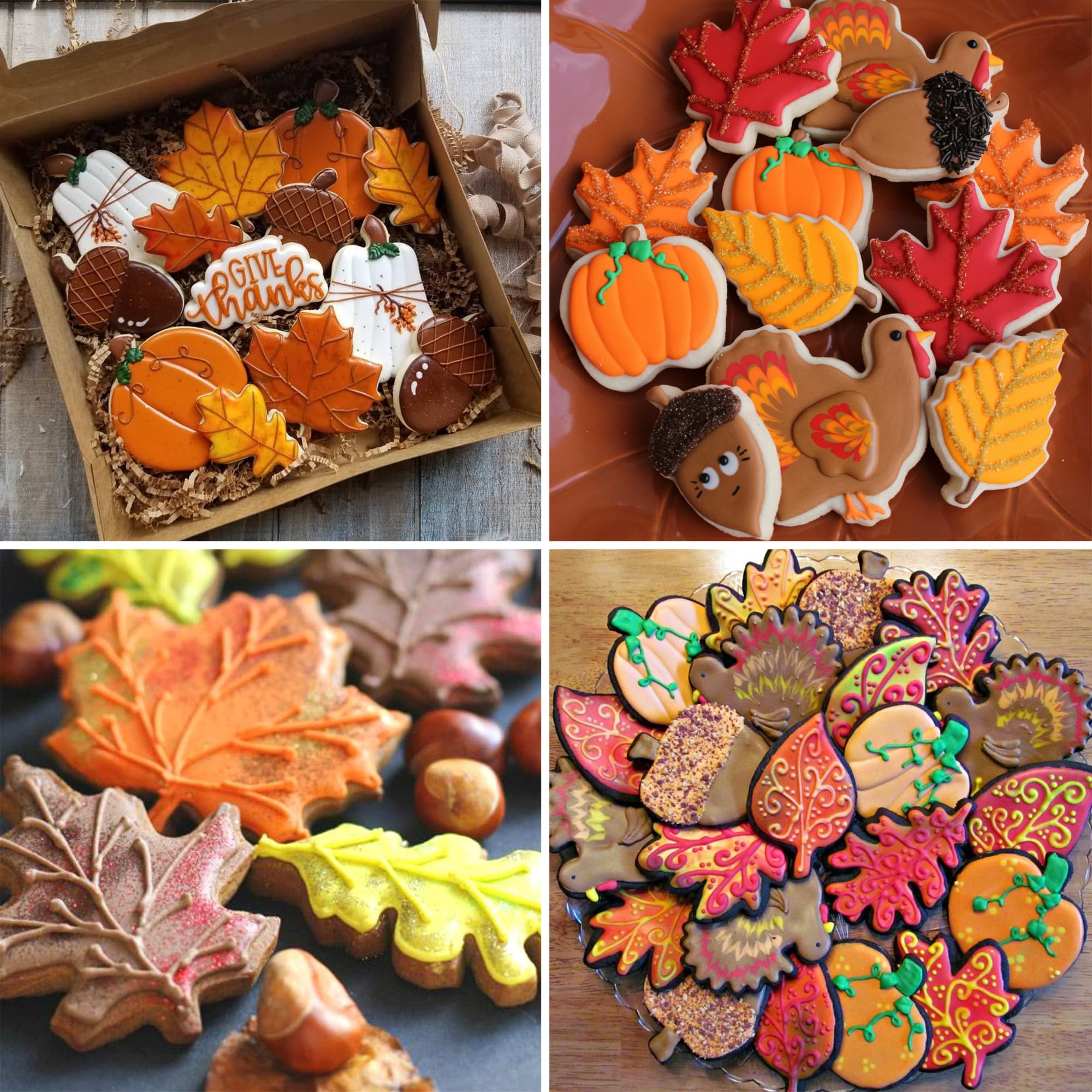 8-Piece Fall Cookie Cutter Set - Pumpkin, Maple Leaf, Football, Turkey, and More - Stainless Steel Baking and DIY Crafting Kit for Thanksgiving, Autumn Decor, and Festive Treats
