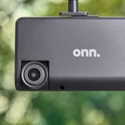 ONN Dual Dash Cam with Ultra-Wide Angle Lens, 3'' LCD Screen, Front 1080P Wide Angle Camera with 16GB SD Card, Supports 128GB max, Built in G-Sensor (Renewed), Black
