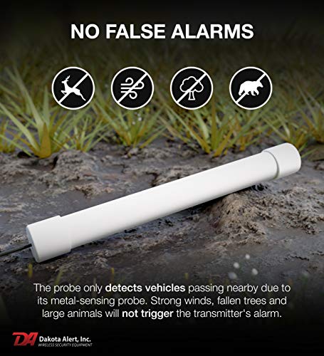 Dakota Alert Wireless Driveway Alarm System DCPA-4000 One Mile Wireless Range, DCR-4000 Receiver & DCPT-4000 Vehicle Detecting Probe Transmitter with Direct Burial Cable | Outdoor Vehicle Sensor Alarm