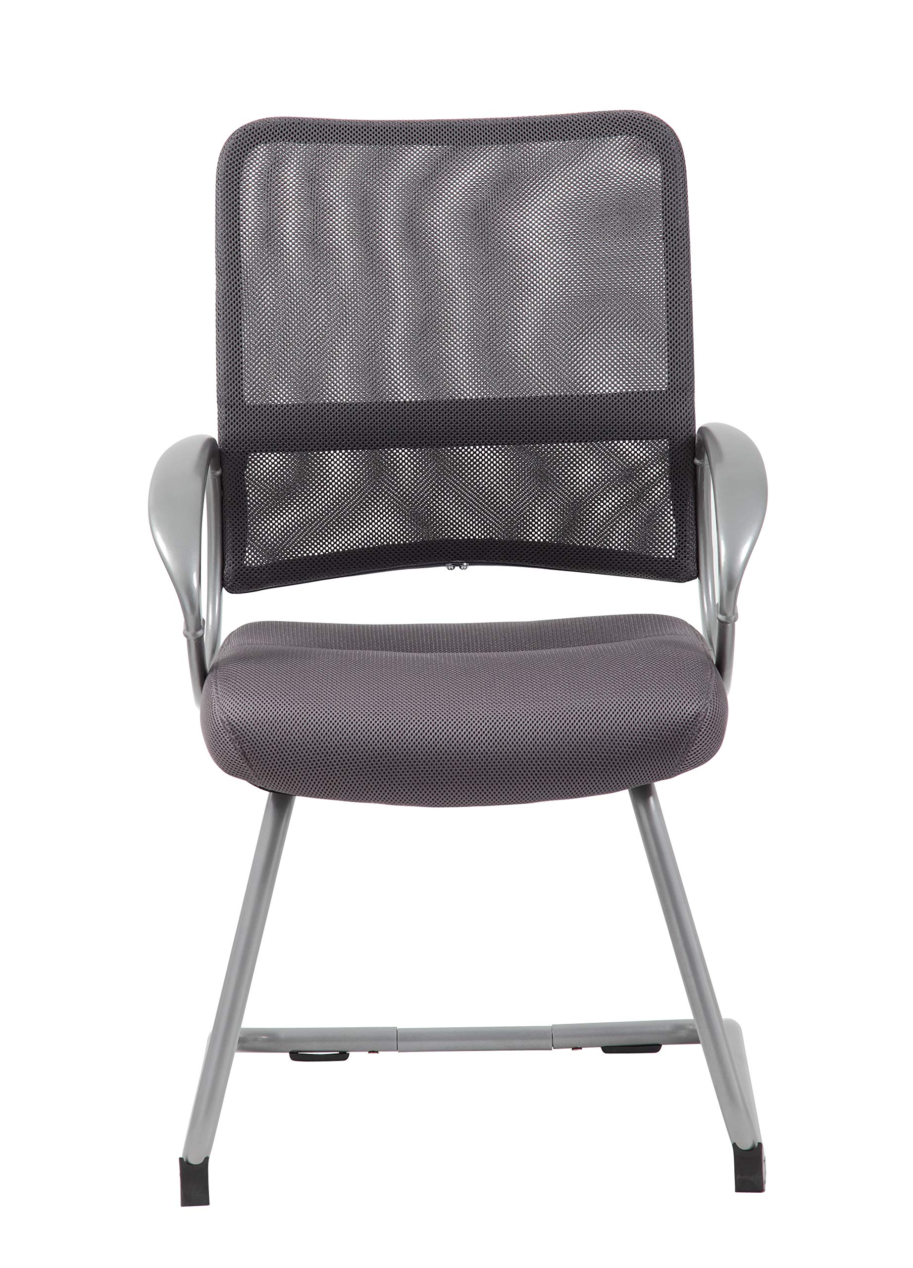 Boss Office Products Mesh Back Guest Chair with Pewter Finish in Charcoal Grey 24D x 24W x 39H in