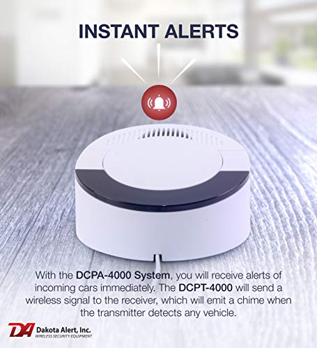 Dakota Alert Wireless Driveway Alarm System DCPA-4000 One Mile Wireless Range, DCR-4000 Receiver & DCPT-4000 Vehicle Detecting Probe Transmitter with Direct Burial Cable | Outdoor Vehicle Sensor Alarm