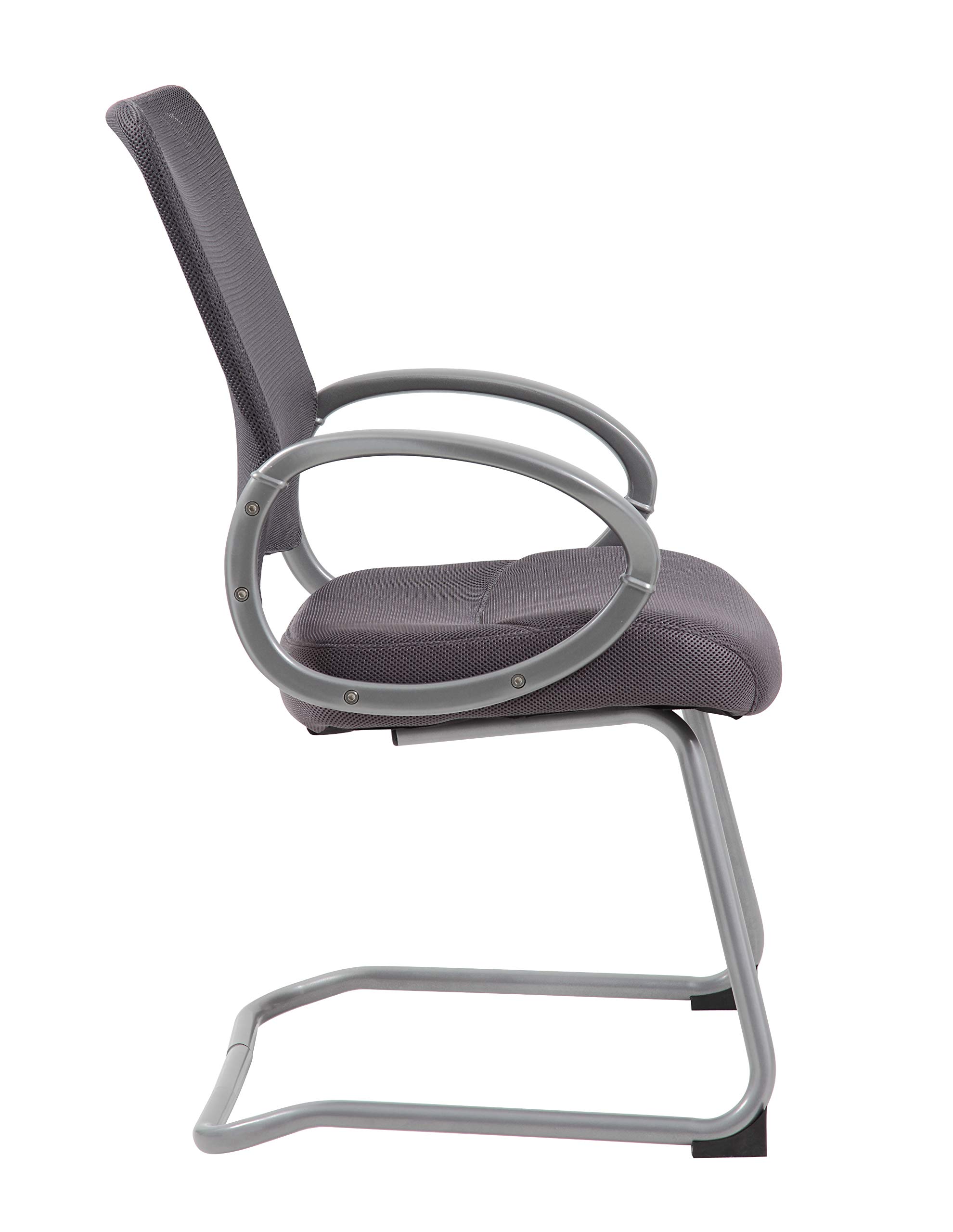 Boss Office Products Mesh Back Guest Chair with Pewter Finish in Charcoal Grey 24D x 24W x 39H in