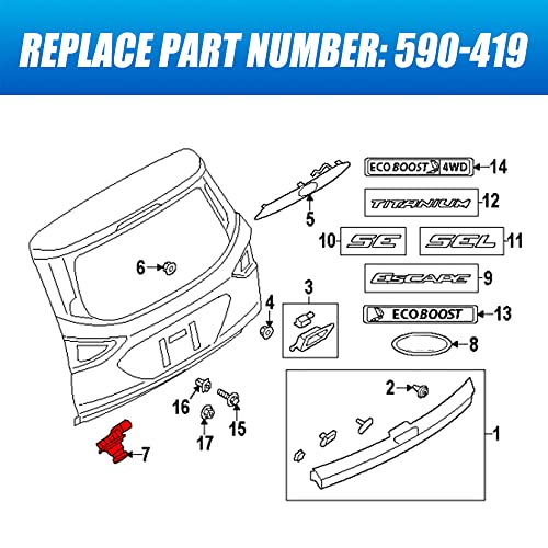 Rear Park Assist Backup Camera Compatible with 2014-2016 Ford Escape Replace 590-419 EJ5Z19G490A
