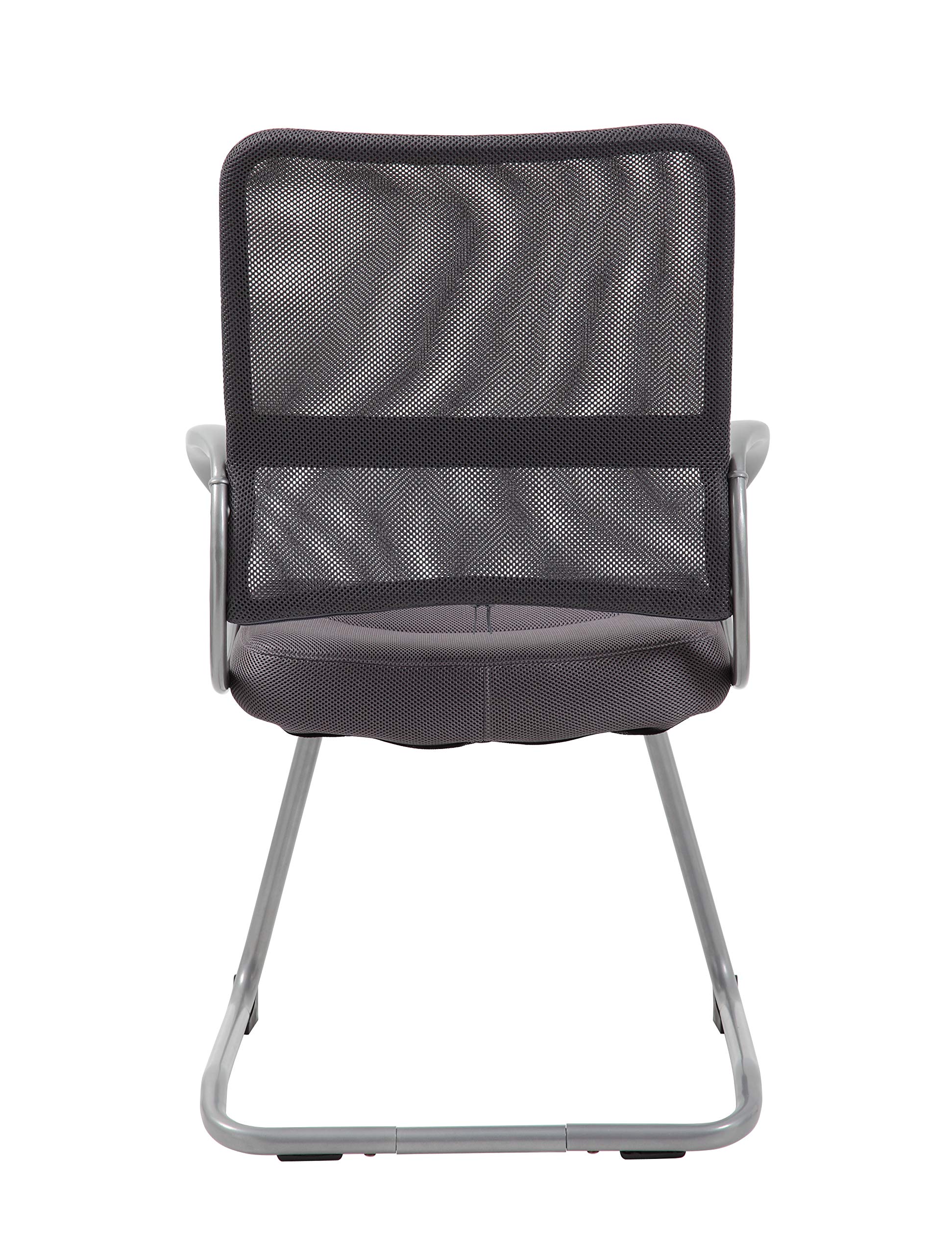 Boss Office Products Mesh Back Guest Chair with Pewter Finish in Charcoal Grey 24D x 24W x 39H in