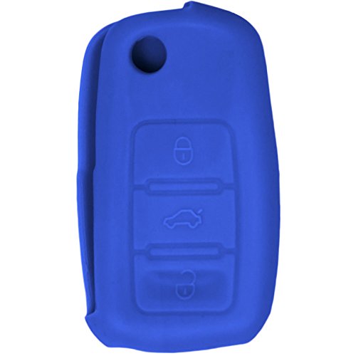 Keyless2Go Replacement for New Silicone Cover Protective Case for Select VW Remote Flip Keys 753P 753H 753AM 753T - Blue