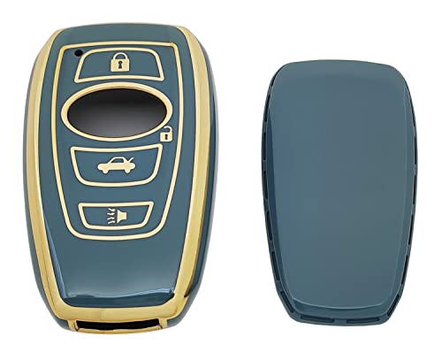 vurbemes 360 Degree Soft TPU Protector Key Fob Cover Case Compatible with Subaru Forester Outback BRZ Legacy CrossTrek Key Fob (Blue)