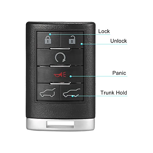 X AUTOHAUX Replacement Keyless Entry Remote Car Key Fob OUC6000066 315MHz for Cadillac Escalade ESV 2007-2014 850K-6000066 6 Key Button