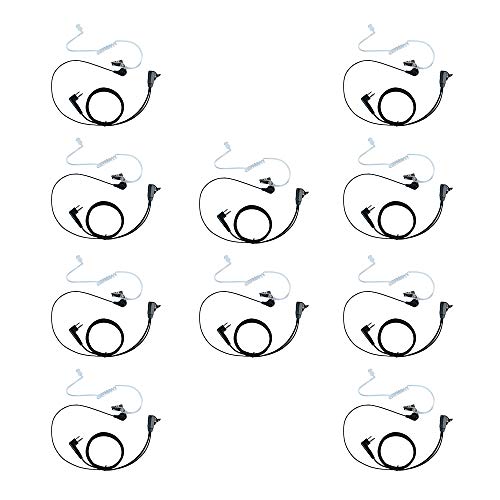 Klykon 2 Pin Covert Acoustic Tube Earpiece Headset with Mic PTT for Motorola cls1110 cp200 cls1410 cp185 cp200d rdm2070d walkie Talkie 2 Way Radio(10 Packs)