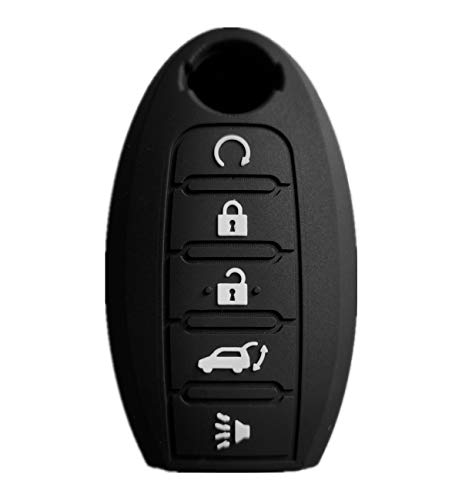Silicone Full Protective Key Fob Remote Cover Case Skin Jacket for 2013-2021 Nissan 370Z Armada Murano Rogue Maxima Altima Sedan Pathfinder 285E3-3TP5A KR55WK48903(5 Buttons Black )