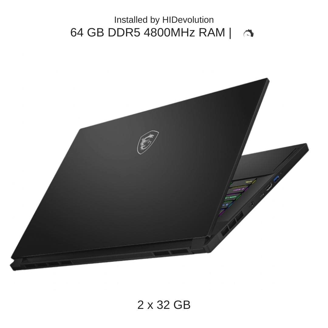 HIDevolution [2023] MSI Stealth GS66 12UGS 15.6" QHD 240Hz, 1.8 GHz i9-12900H, RTX 3070 Ti, 64 GB 4800MHz RAM, 16 TB PCIe SSD, Windows 11 Pro