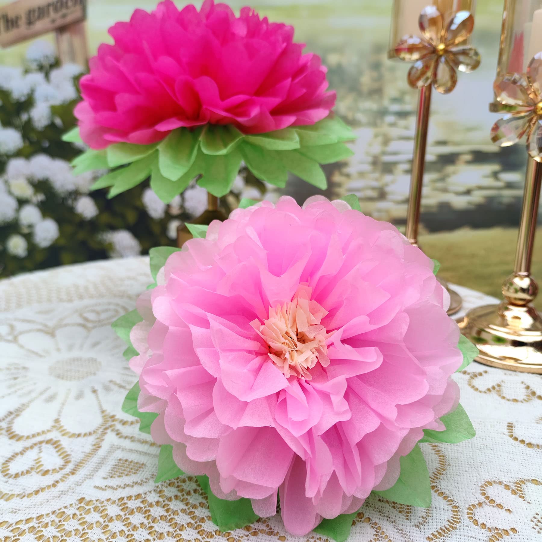 Mybbshower Pink Paper Flower Wedding Centerpiece Birthday Party Backdrop Nursery Room Wall Home Decoration Pack of 9