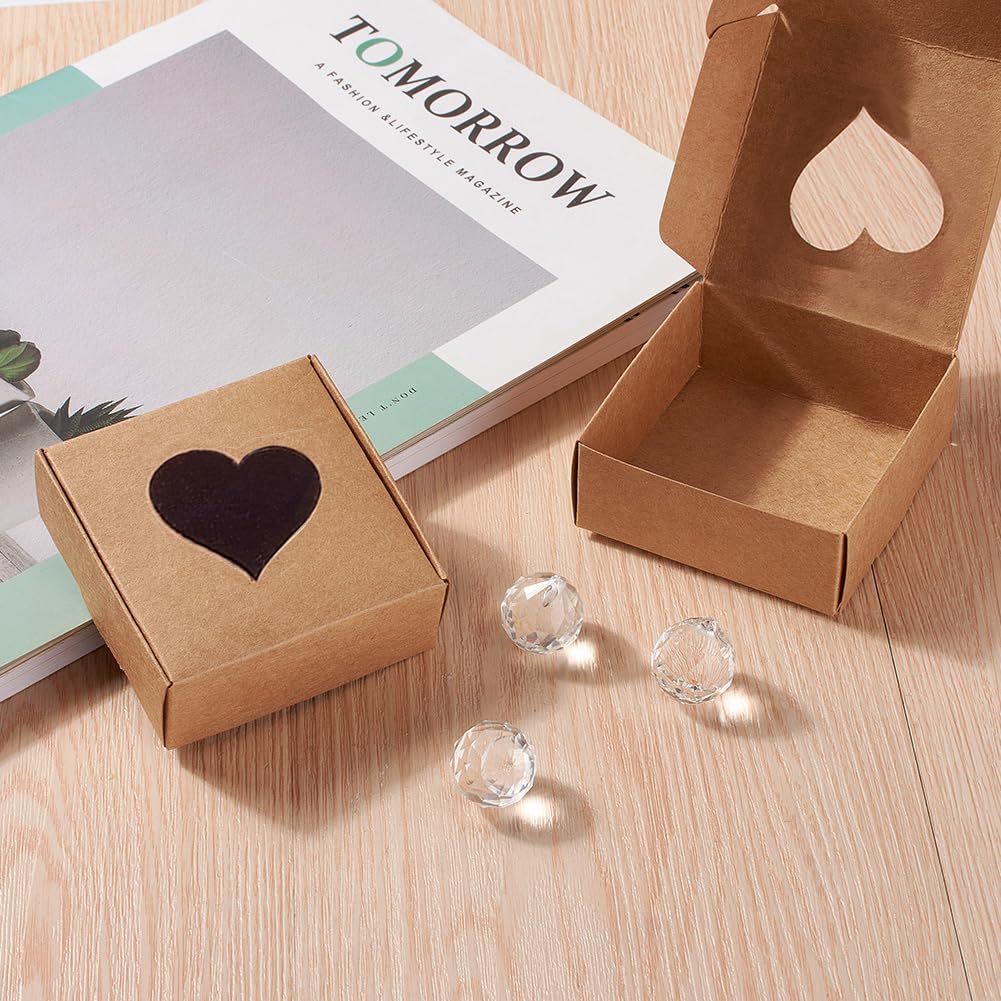 Airssory 90pcs 3x3 Inch(7.5x7.5cm) Paper Candy Boxes with Heart Window Bakery Box Gift Box Square for Singlepack Dessert Small Giftbox Packing