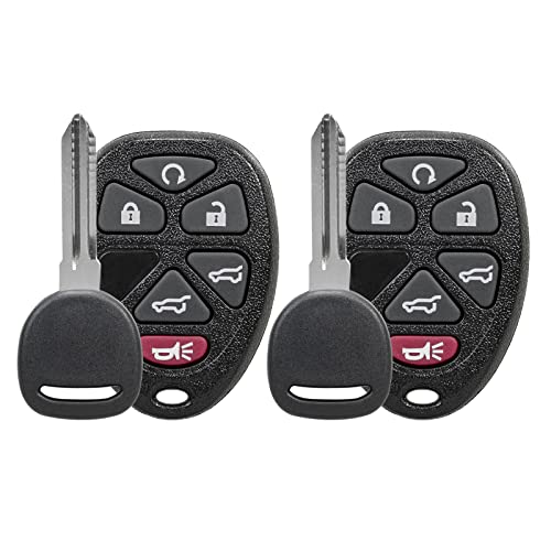 Keyless Remote Start Car Key Fob with Ignition Key fits 2007-2014 Chevy Tahoe Suburban / 2007-2014 Cadillac Escalade / 2007-2014 GMC Yukon OUC60270, OUC60221 (Pack of 2)