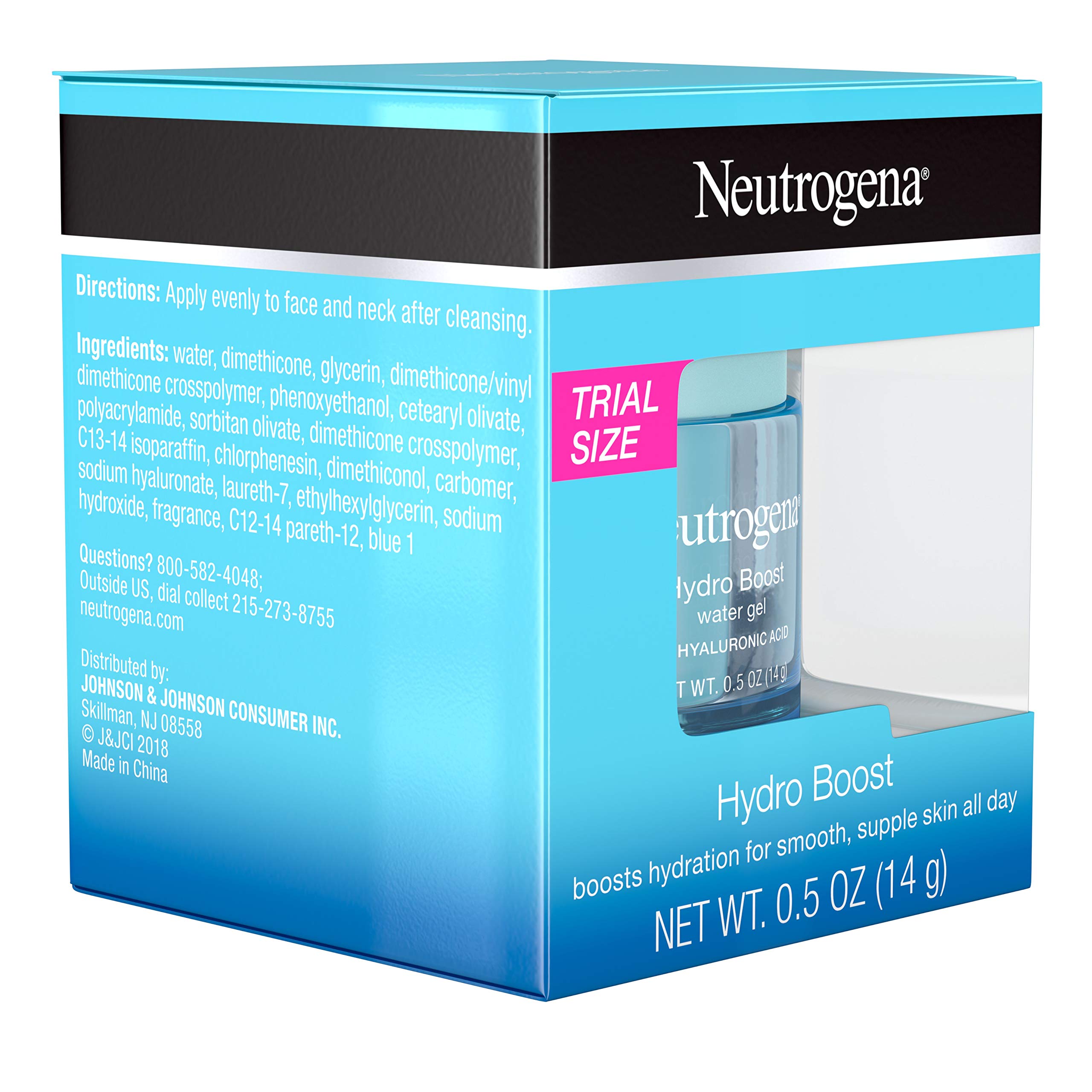 Neutrogena Hydro Boost Hyaluronic Acid Hydrating Water Face Gel Moisturizer for Dry Skin, Oil-Free, Non Comedogenic, Travel Size .5 oz