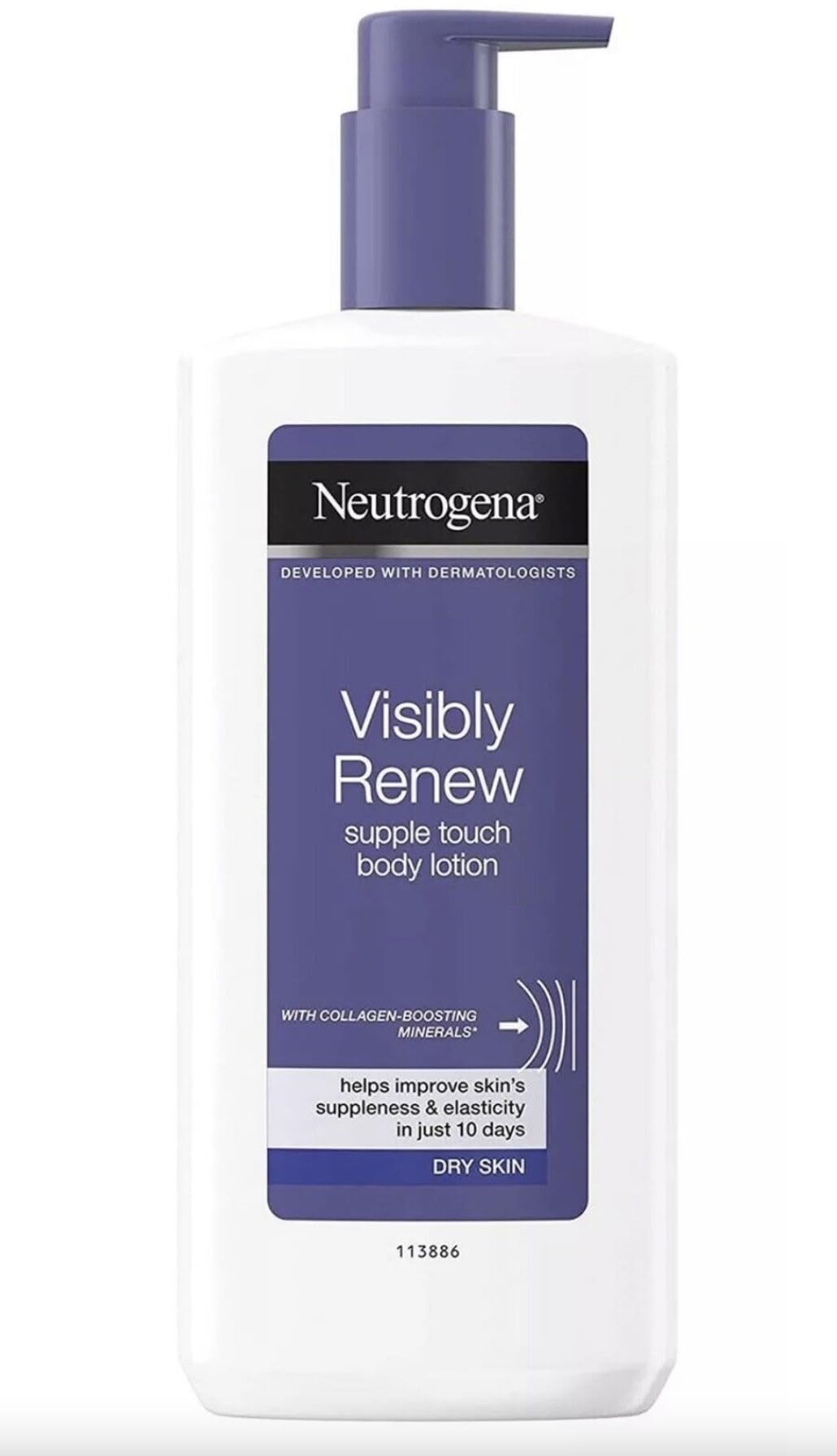 LuxProdX Neutrogena Visibly Renew Body Lotion with Collagen, Pump Bottle 13.5 oz Sticker