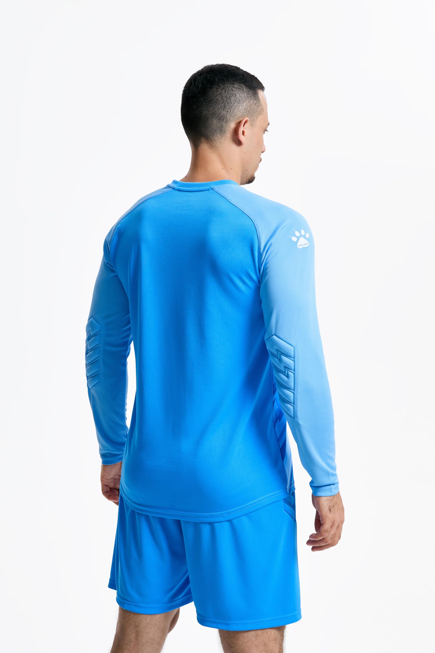 KELME Men's Soccer Goalie Jerseys,Padded Goalkeeper Kit,Youth Goalie Shirt and Pants with Socks Blue Medium