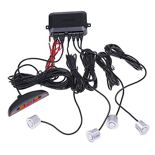 Tiemahun LED Parking Sensors Car Auto Vehicle Reverse Backup Radar System, Sound Warning, Water Resistant Anti-Freeze, 22MM Diameter Sensor 2.3M Cable X68D (White)