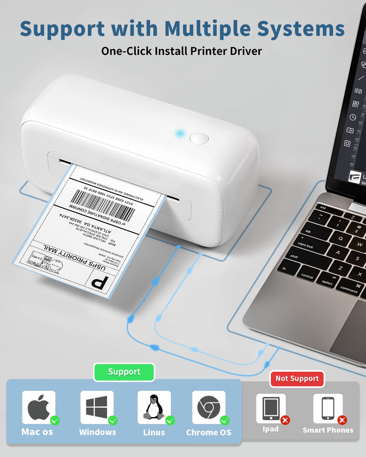 Label Printer with Thermal Pink Round Label - 2"