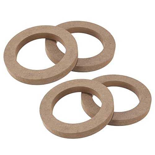 X AUTOHAUX 4 Pcs 4" Universal Wooden Car Speaker Subwoofer Mounting Spacer Rings Adapter Bracket Holder Plate