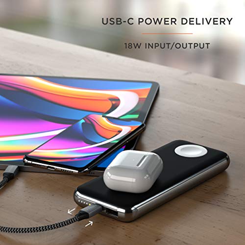 Satechi Quatro Wireless Power Bank 10,000 mAh Portable Charger. Compatible with iPhone 14 Pro Max/14 Pro/14/14 Plus, Apple Watch Ultra & Series 8/7/6/SE/5/4/3/2/1, AirPods Pro 2/1