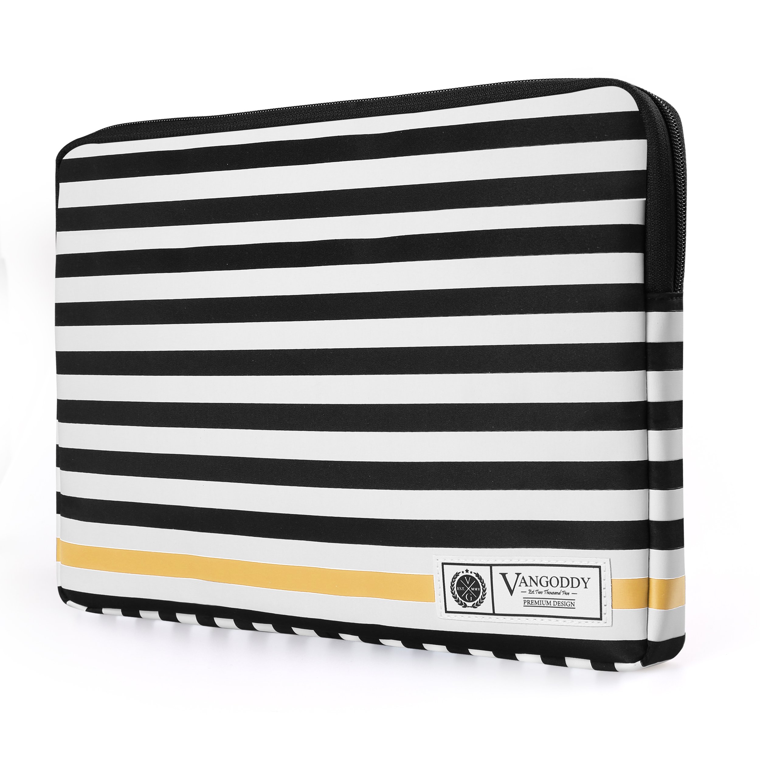 Vangoddy Argento 13.3 inch Laptop Tablet Sleeve Black White Accent Stripe Pattern Design for Microsoft Surface Book, Surface Pro 4, Laptop Tablets