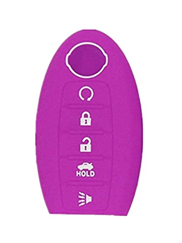 KAWIHEN 2 Pcs Silicone Key Fob Cover Fit for Nissan 5 button Armada Murano Maxima Altima Sedan Pathfinder 285E3-3TP5A KR5S180144014(purple)