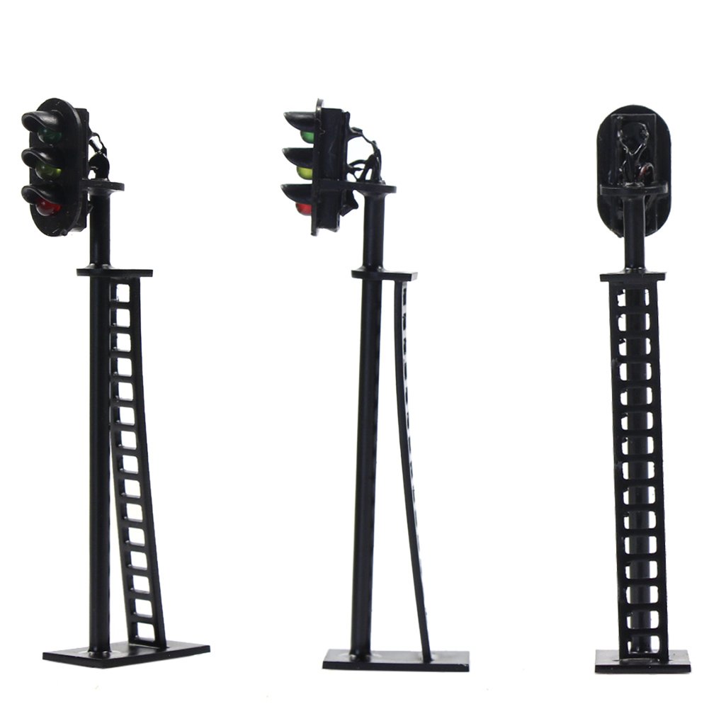 JTD04 5pcs Model Railway 3-Light Block Signals G/Y/R HO Scale 6.8cm 12V Led New