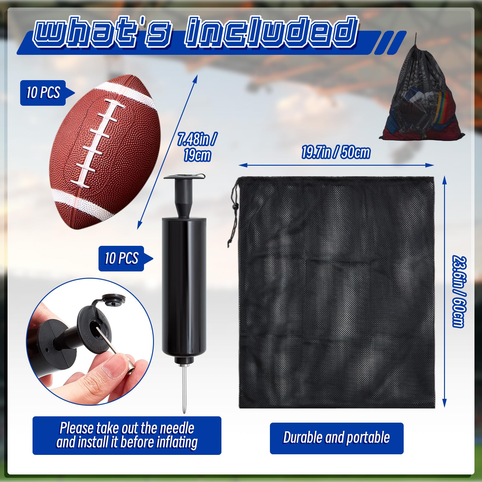 Meooeck 20 Player Flag Football Set Training Equipment Include Flag Football Jersey, Football, Belt, Flag, Cone