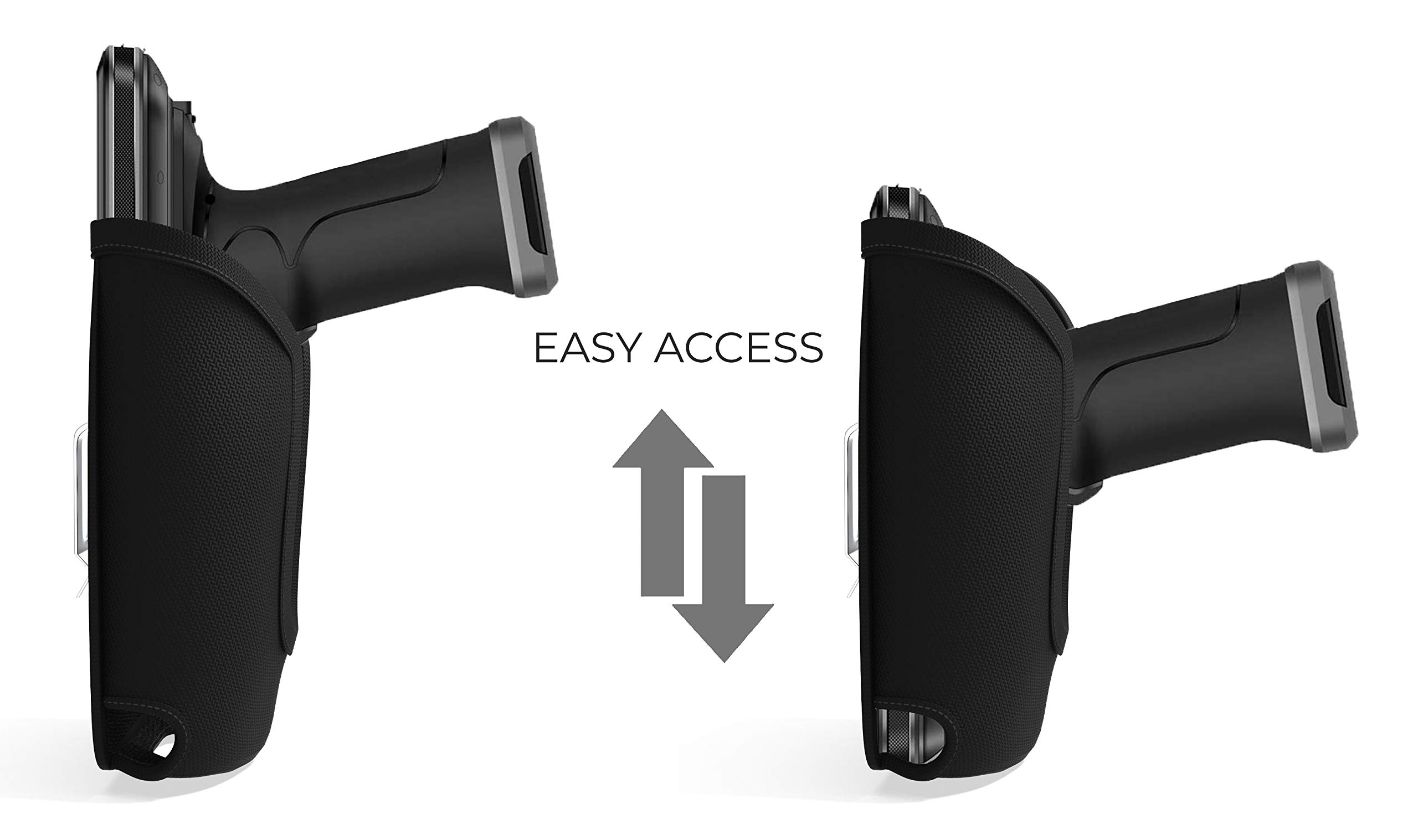 Agoz Barcode Scanner Holster for Zebra TC75x, TC75, TC70x, TC70, TC72, TC77, M60, MC67 to fit with Handheld Grip, Rugged Carrying Case Pouch, Cover with Metal Clip & Belt Loops