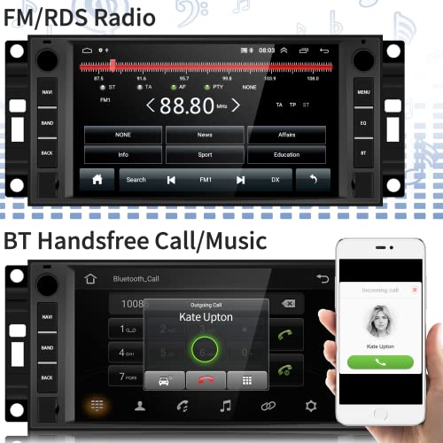 Android Car Stereo for Jeep Wrangler Stereo Chrysler Dodge with Wireless Apple Carplay Bluetooth 7 Inch Touch Screen Jeep Car Radio with WiFi GPS Navigation Mirror Link FM Radio + Backup Camera