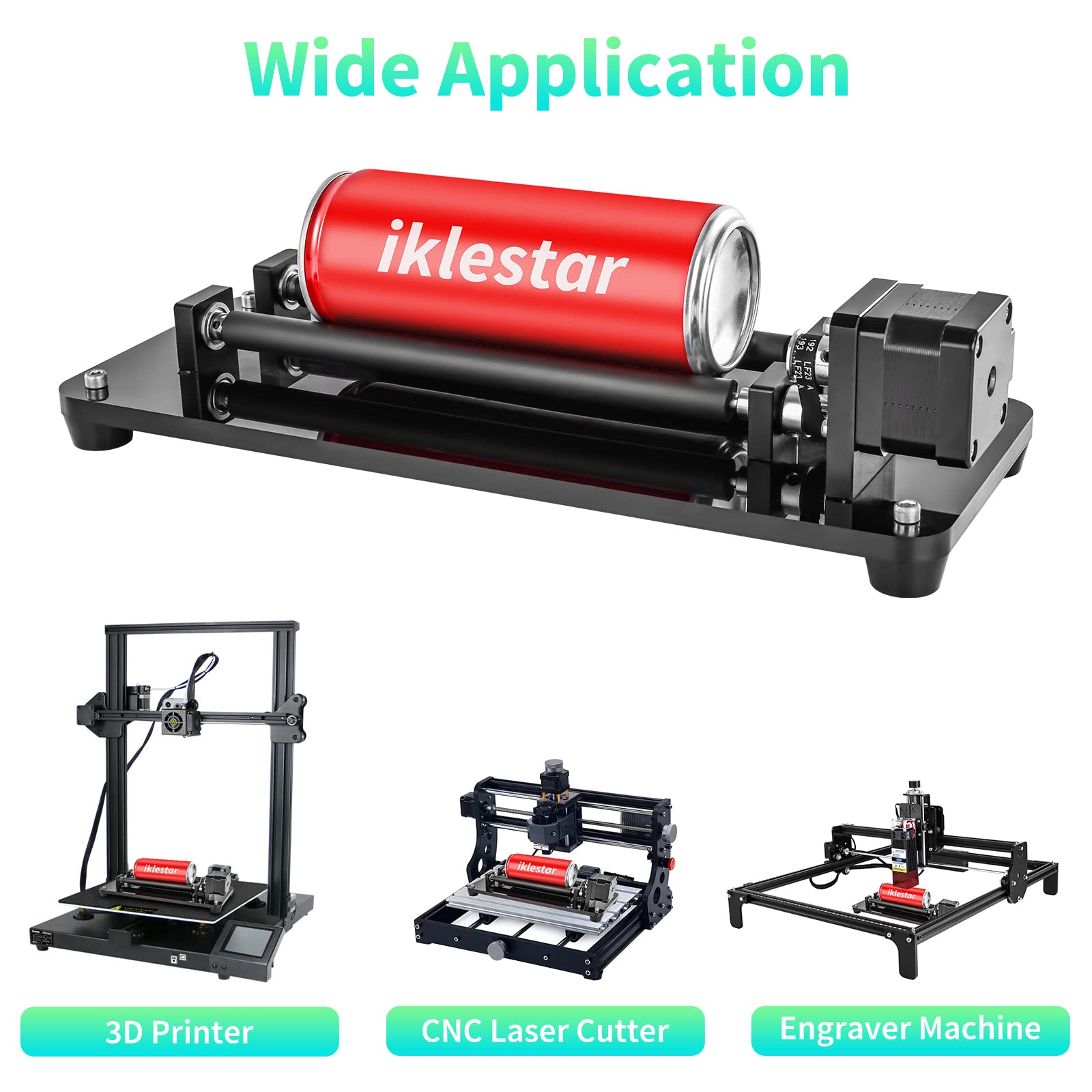 Laser Rotary Attachment for Laser Engraver, CNC Rotary Axis for 360°Engraving Cylindrical Object, Diameter Adjustable, Compatible with CNC Router 3018 and Most Laser Engraving Machine