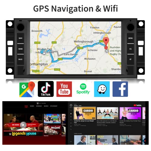Android Car Stereo for Jeep Wrangler Stereo Chrysler Dodge with Wireless Apple Carplay Bluetooth 7 Inch Touch Screen Jeep Car Radio with WiFi GPS Navigation Mirror Link FM Radio + Backup Camera