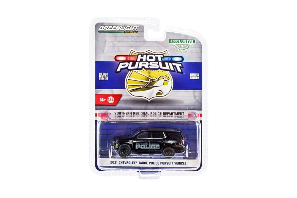 ModelToyCars 2021 Chevy Tahoe Police Pursuit Vehicle, Black - Greenlight 30342 - 1/64 Scale Diecast Car