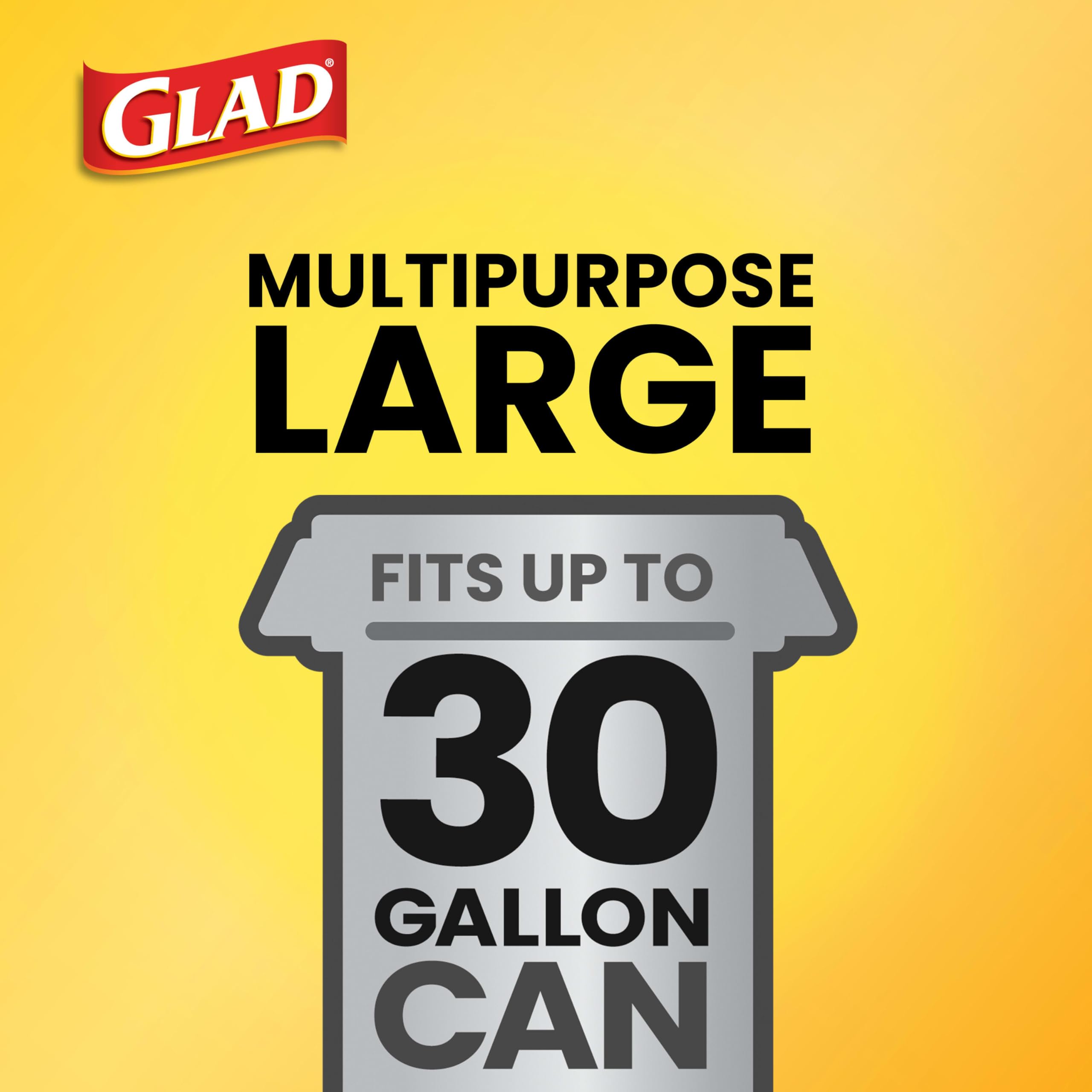GLAD ForceFlex Large Drawstring Trash Bags, 30 Gallon Black Trash Bags for Large Kitchen Trash Can, Mountain Air Scent to Eliminate Odors, 50 Count (Package May Vary)