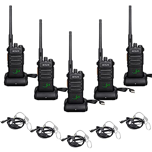 Retevis RT86 2 Way Radios Long Range,High Power 2600mAh Walkie Talkies Rechargeable,16CH Shatterproof Display Two Way Radios with Earpiece for Warehouse School(5 Pack)