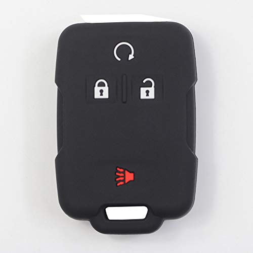 Btopars 2Pcs Rubber 4 Buttons Smart Key Fob Cover Case Protector Keyless Compatible with Chevrolet Chevy GMC 2014 2015 2016 2017 2018 2019 Silverado Sierra 2020 2021 Colorado Canyon Black Purple