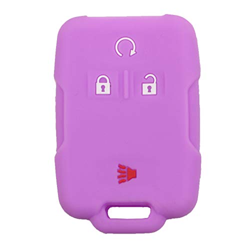Btopars 2Pcs Rubber 4 Buttons Smart Key Fob Cover Case Protector Keyless Compatible with Chevrolet Chevy GMC 2014 2015 2016 2017 2018 2019 Silverado Sierra 2020 2021 Colorado Canyon Black Purple