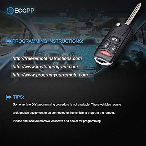ECCPP Replacement fit for 4 Buttons Uncut Keyless Entry Remote Control Car Key Fob Shell Case 08-12 Cruiser for Jeep for Patriot for Dodge for Caliber Series 5183349c (Pack of 1)
