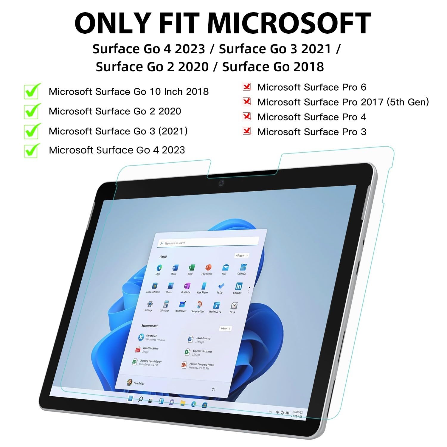 MoKo PET Matte Screen Protector Fit Surface Go 4 2023 / Go 3 2021 / Go 2 2020 / Go 2018, Write, Draw and Sketch with The Surface Pen Like on Paper, Anti Glare Film for Microsoft Surface Go, Clear