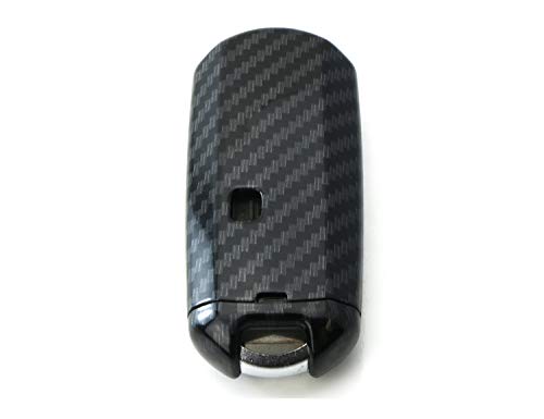 iJDMTOY (1) Carbon Fiber Pattern Smart Key Fob Shell w/ Black Silicone Key Button Skin Compatible With Mazda 2 3 5 6 CX-3 CX-5 CX-7 CX-9 MX-5 (Fit 2 or 3 Button Keys)