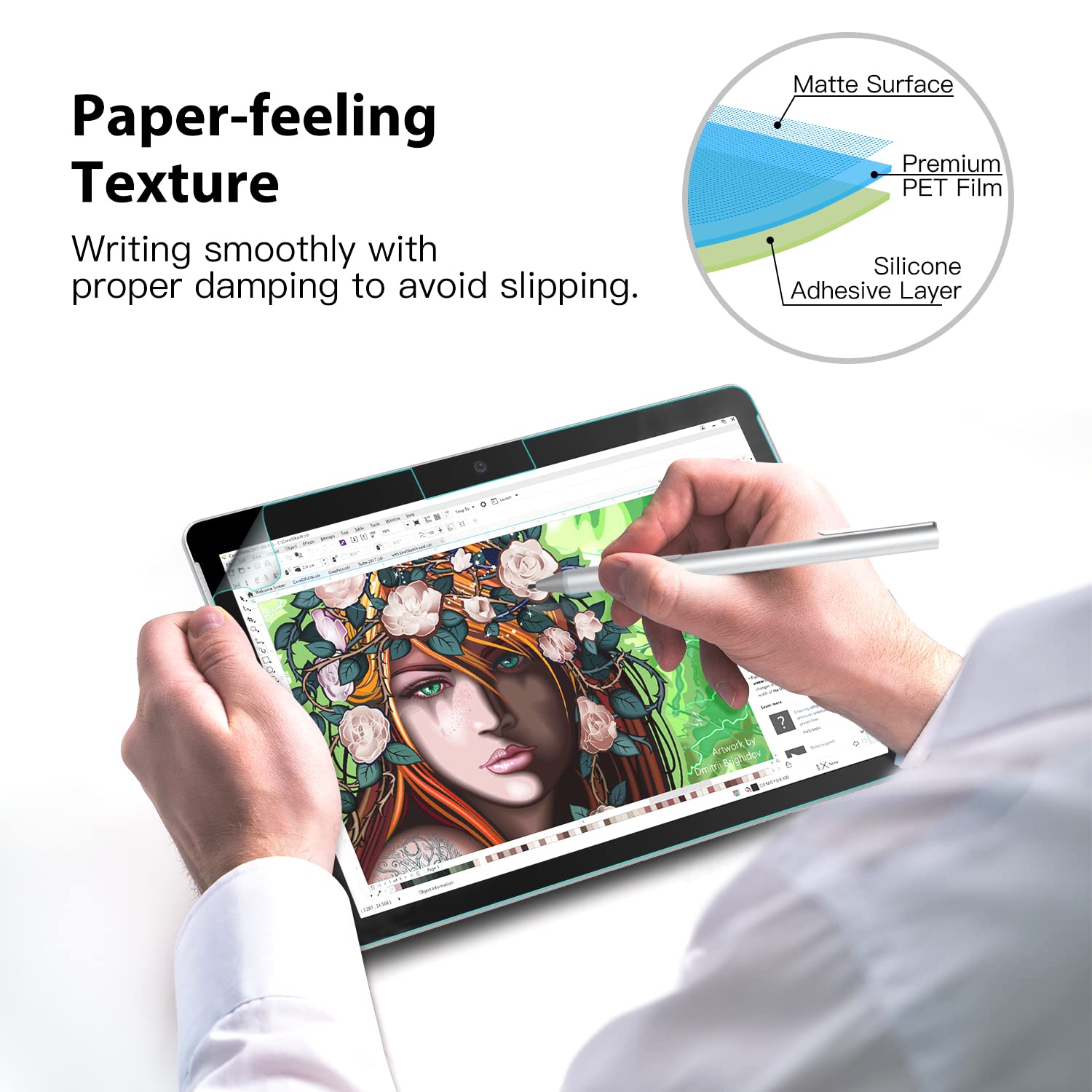 MoKo PET Matte Screen Protector Fit Surface Go 4 2023 / Go 3 2021 / Go 2 2020 / Go 2018, Write, Draw and Sketch with The Surface Pen Like on Paper, Anti Glare Film for Microsoft Surface Go, Clear
