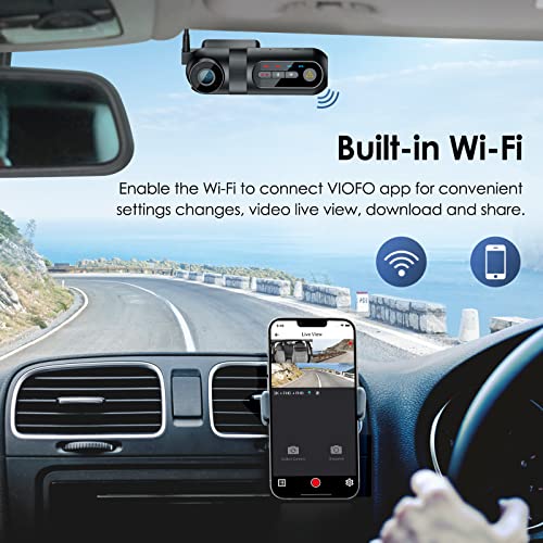 【Bundle: VIOFO T130 3CH with GPS + CPL+HK4 Hardwire Cable】T130 Uber 3 Channel Dash Cam, Front Inside Rear Car Camera, Built-in WiFi GPS, IR Night Vision, Supercapacitor, Parking Mode, 256GB Supported