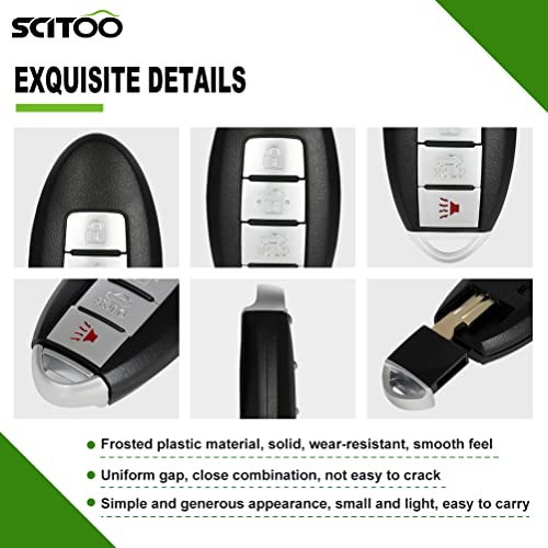 SCITOO 1pc Keyless Entry Remote Key Fob SHELL CASE Replacement for Infiniti G25 G37 Q40 FX35 for Nissan Altima Maxima Murano FCC KR55WK48903 KR55WK49622 4 Buttons Uncut Car Key