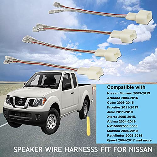 RED WOLF Car Door Speaker Wiring Harness Adapter Connector Plug Compatible with Nissan Sentra Altima Rogue 2004-2019, Infiniti 2006-2018 Model 4PCS