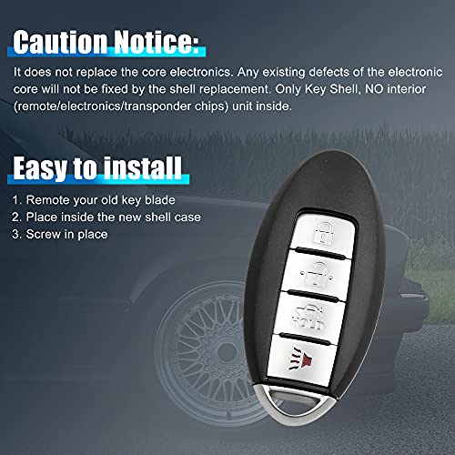 uxcell 4 Buttons Uncut Insert Key Fob Remote Control Case Shell Replacement KR55WK48903 for Nissan Altima 2007-2012 Maxima 2010-2014