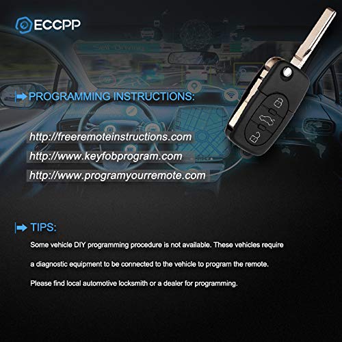 ECCPP 2PCS Uncut Keyless Entry Remote Control Car Key Fob (Shell Case) for A udi A4 for Audi TT/ A6 Quattro / A8 Quattro/Allroad Quattro/TT Quattro 4D0837231E 4D0837231P MYT8Z0837231
